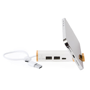 USB Port with Eco-Friendly Smartphone Holder Made of Bamboo and Recycl